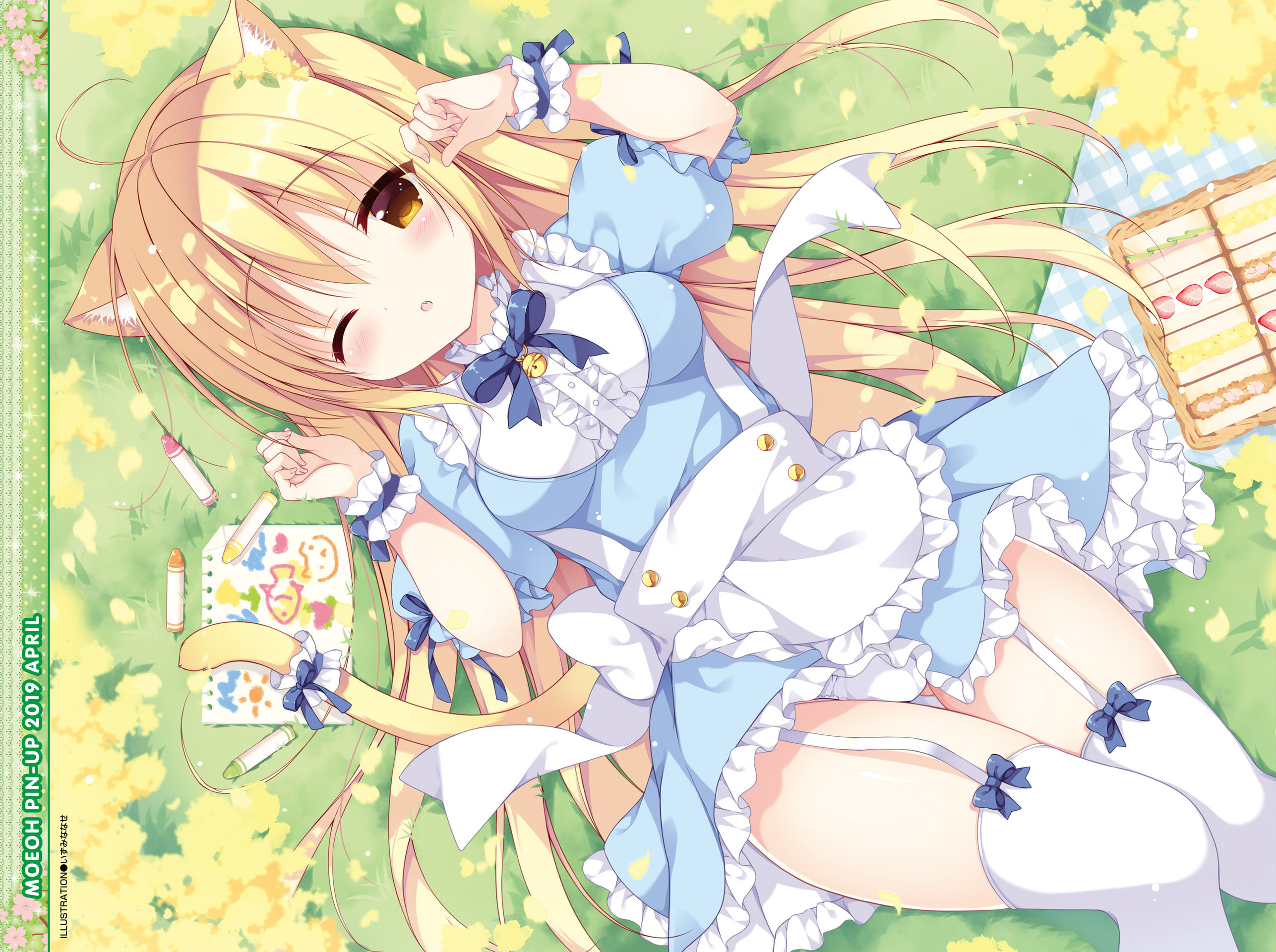 izumi nanase animal ears cameltoe dress nekomimi pantsu skirt lift stockings tail thighhighs ...